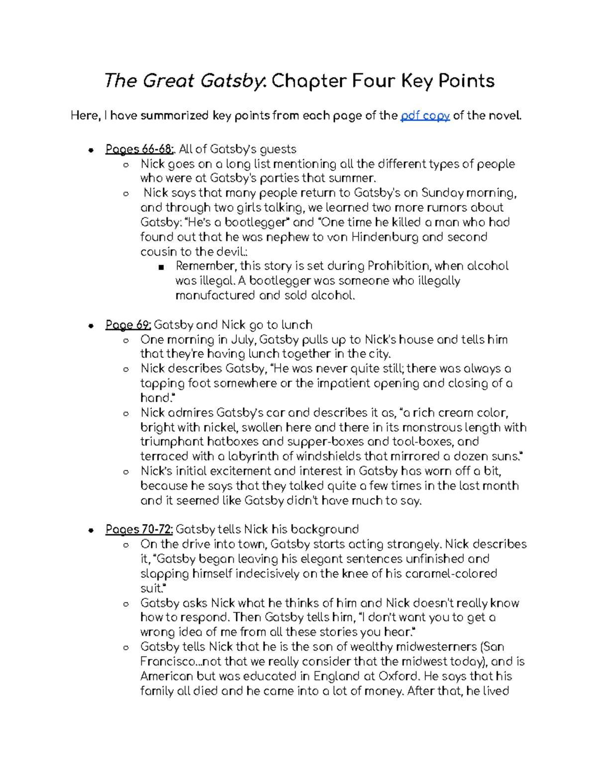 The Great Gatsby Chapter Four Key Points - Pages 66-68:. All of Gatsby ...