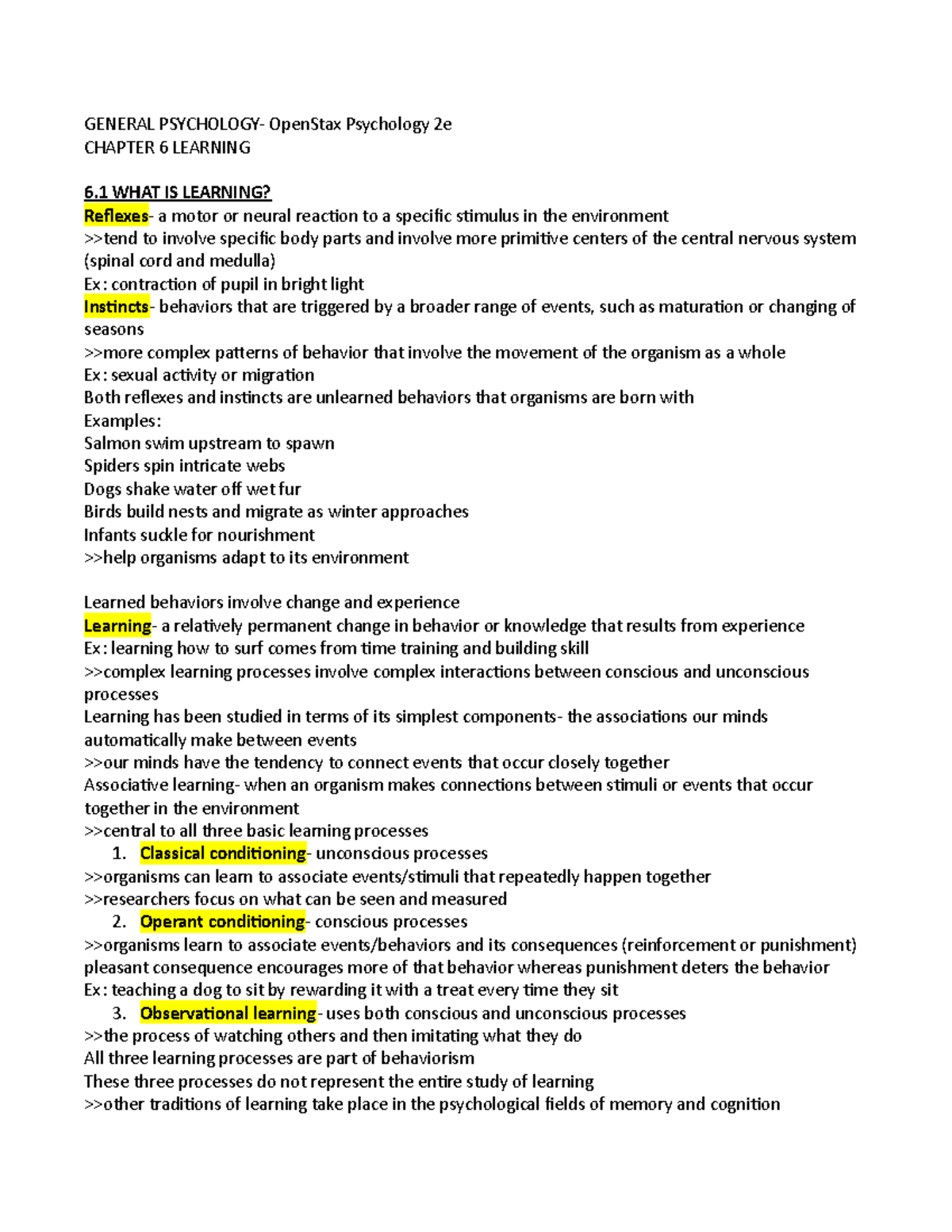 Psych CH 6 - Chapter 6- Learning - GENERAL PSYCHOLOGY- OpenStax ...