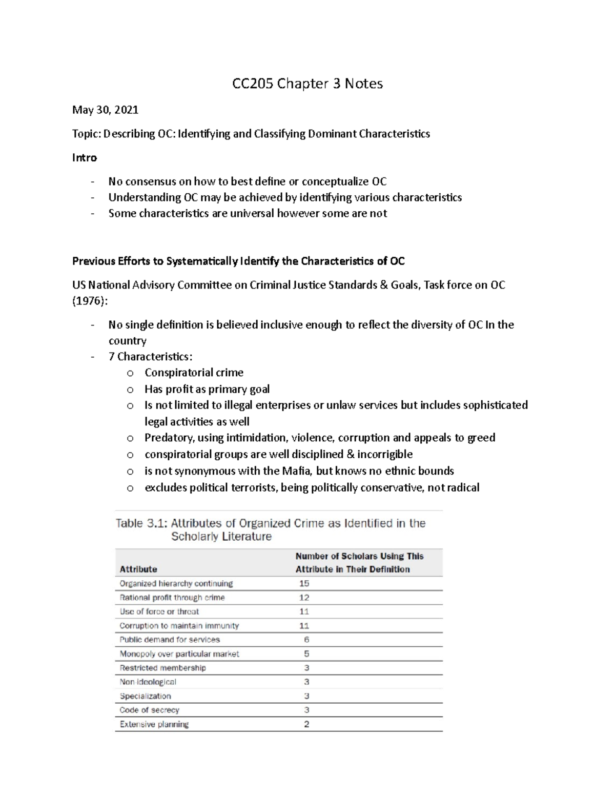 Chapter 3 Notes - CC205 Chapter 3 Notes May 30, 2021 Topic: Describing ...
