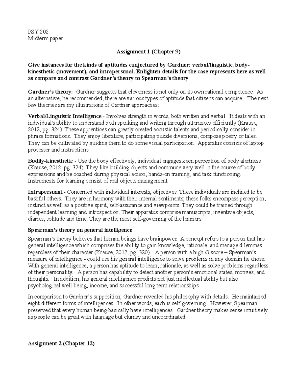 Final draft of PSY 202 Midterm Essay - PSY 202 Midterm paper Assignment ...