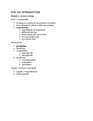 FOR 101 Mod 1 Unit 2 - Lecture notes from Forestry 101 Introduction ...