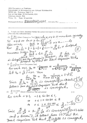 2021 - WTW 238 - Semester Test 2 - Memo - WTW238 - - Studocu