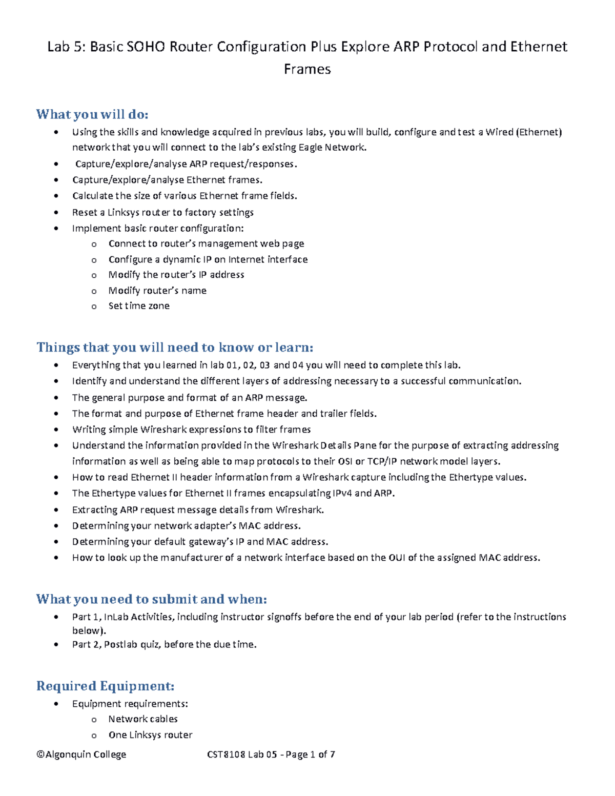 Lab 05 - In Lab Activities 1 - Lab 5: Basic SOHO Router Configuration ...