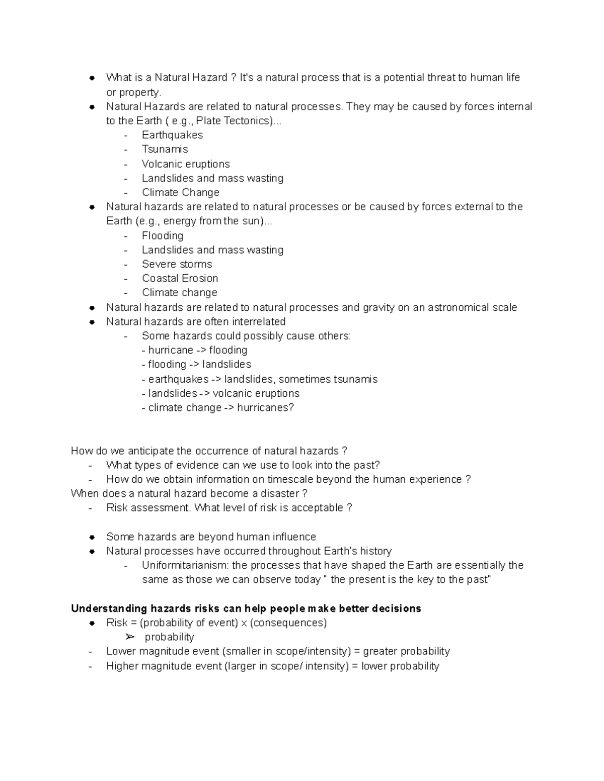 GEOL105 - What is a Natural Hazard? It's a natural process that is a ...