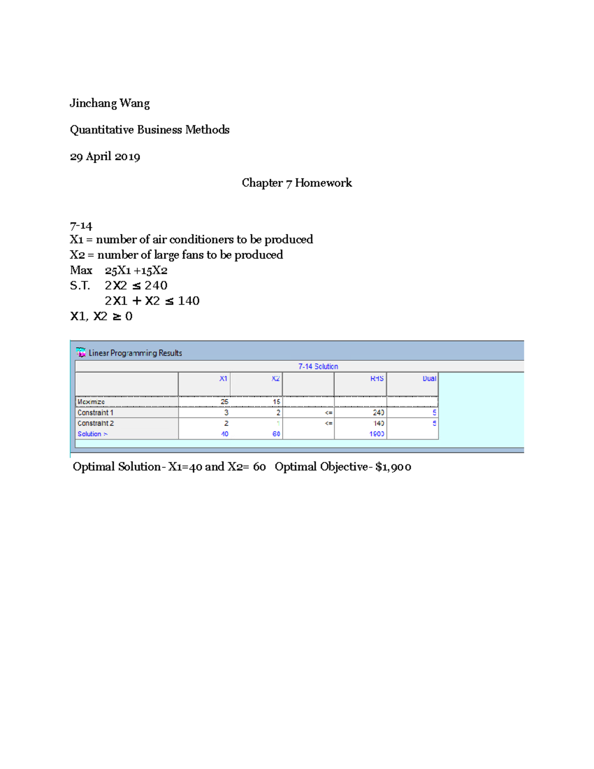 QBM (Spring) Chapter 7 Homework 2 - Jinchang Wang Quantitative Business ...