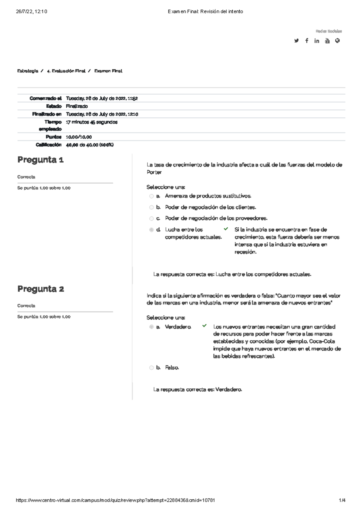 Examen Final Revisión del intento - Evaluación Final Examen Final ...
