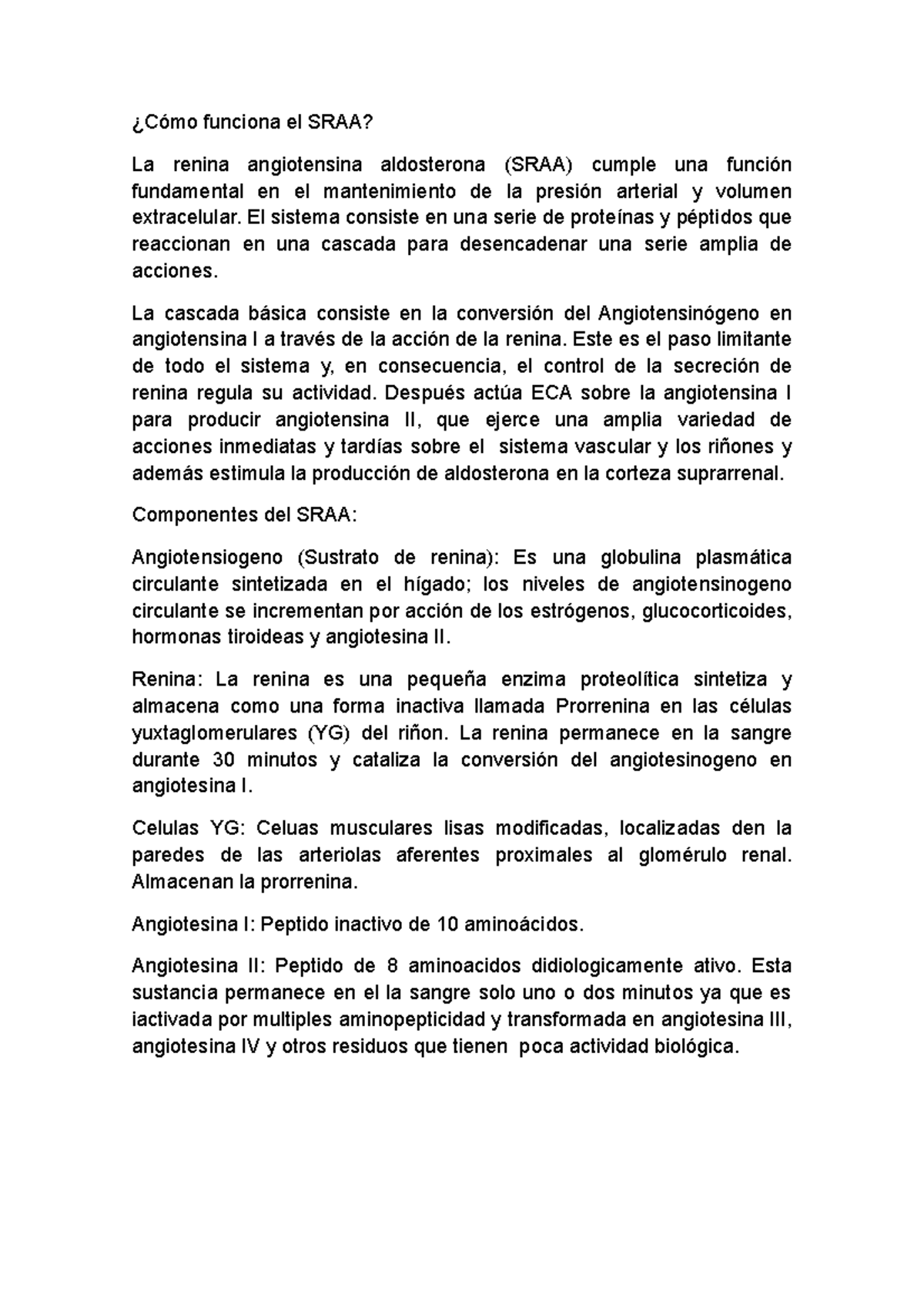 Cómo funciona el SRAA - ... - ¿Cómo funciona el SRAA? La renina ...