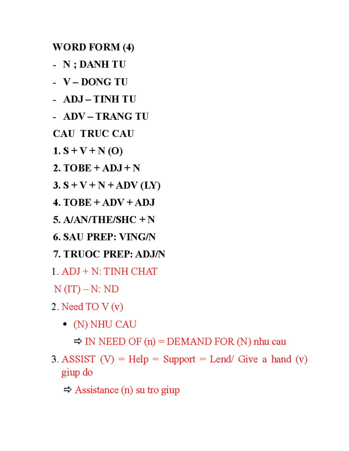 7 NC - CHUA WORD FORM - 13 - AQƯ'ELN'ÉNG - WORD FORM (4) - N ; DANH TU ...