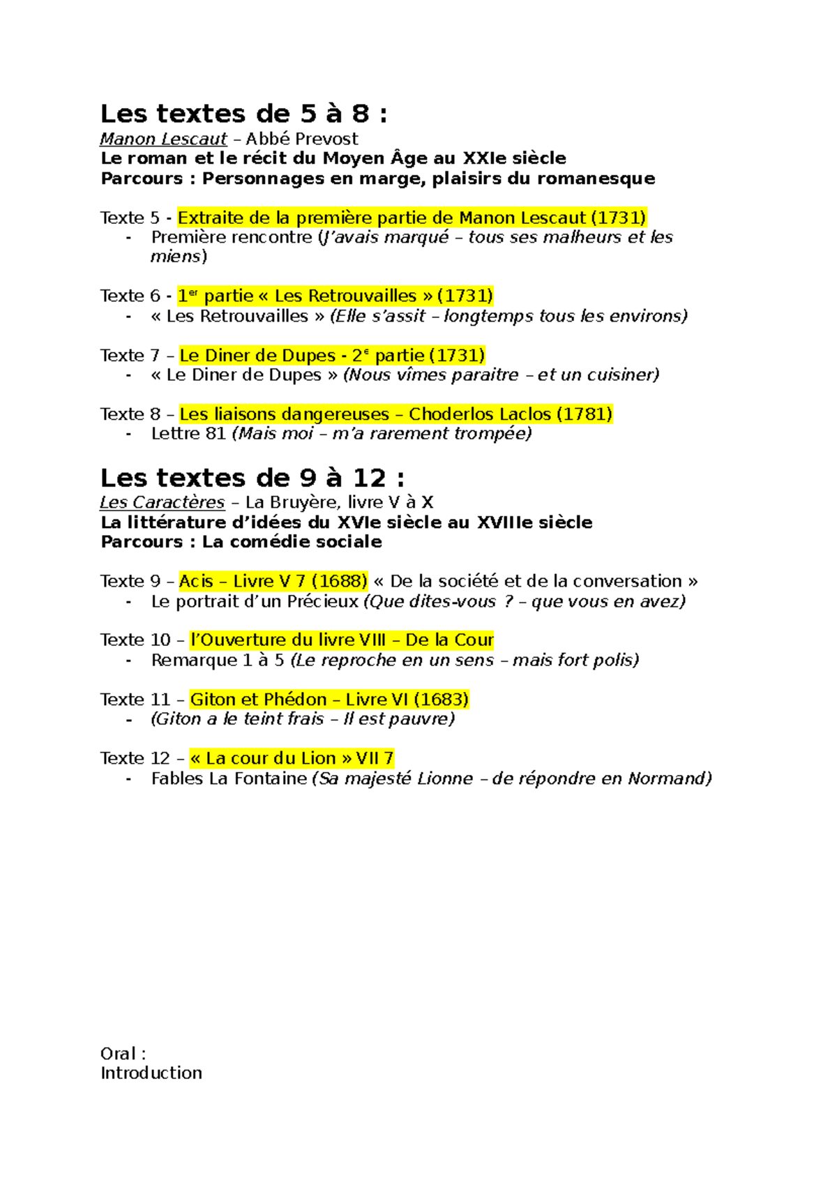 Les textes de BAC - mml - Les textes de 5 à 8 : Manon Lescaut – Abbé ...