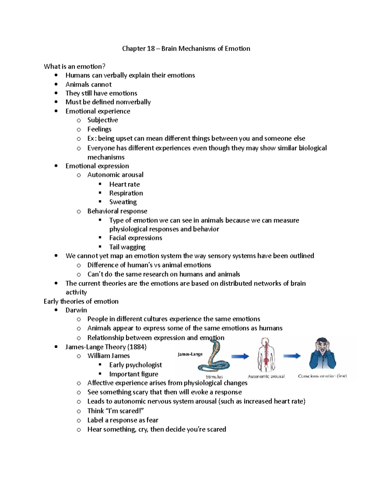 Chapter 18- Emotion - Professor Julia Peterman - Chapter 18 – Brain ...