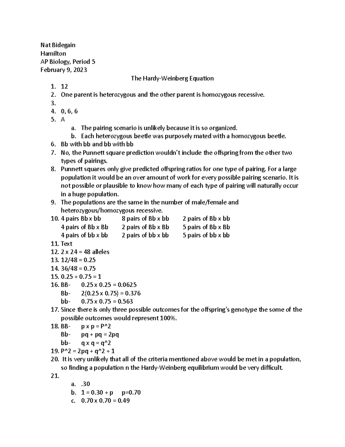 02.09.23 - The Hardy Weinberg Equation - Nat Bidegain Hamilton AP ...