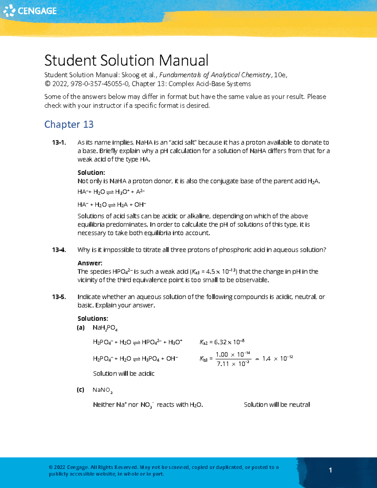 Skoog FAC 10e SSM Ch13 - ppt - Student Solution Manual Student Solution ...