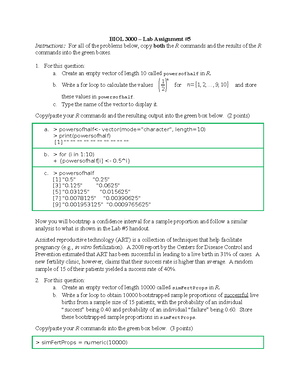 Lab Assignment 7 - dadas - BIOL 3000 – Lab Assignment Instructions: For ...