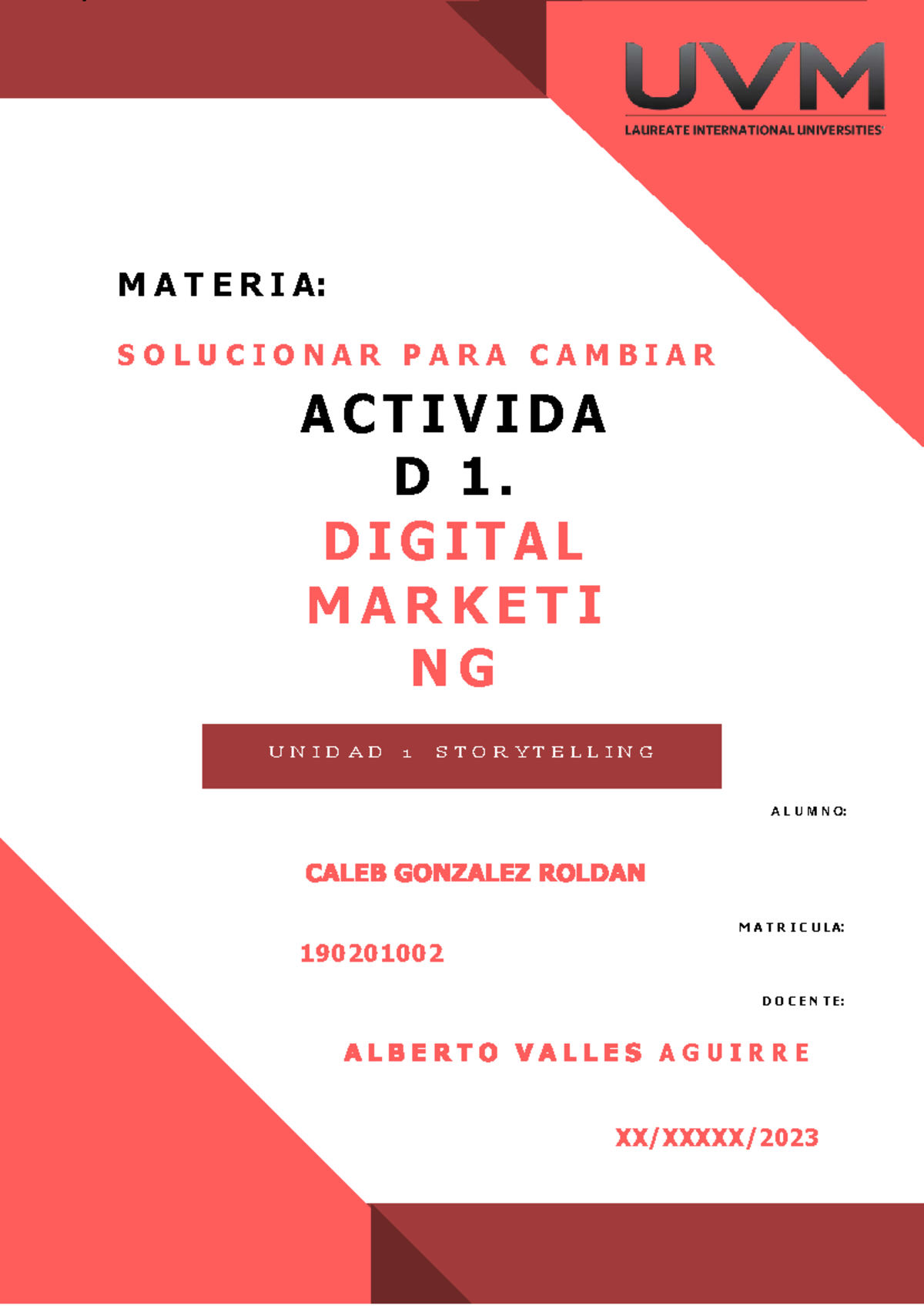 Activdad 1 - ... - | lOMoAR cPSD| 17426764 CALEB GONZALEZ ROLDAN M A T ...