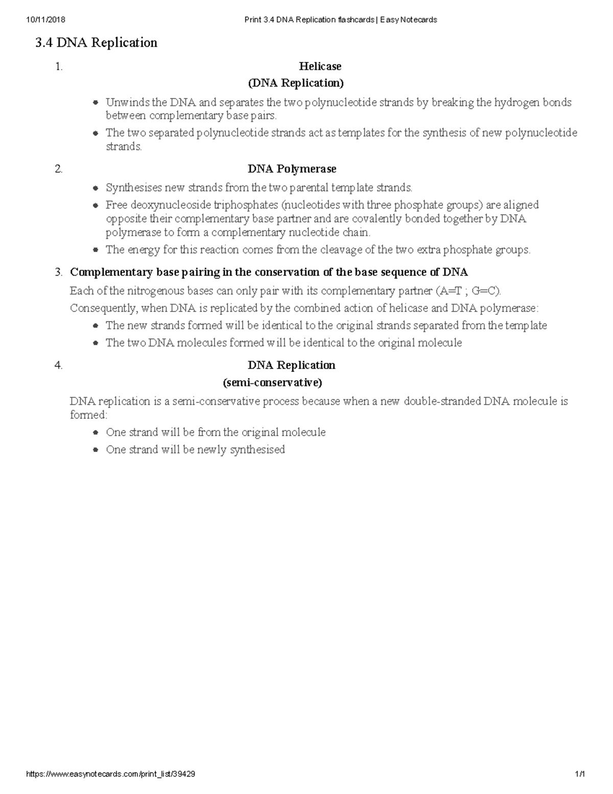 3.4 DNA Replication - Notes - Print 3 DNA Replication flashcards Easy ...