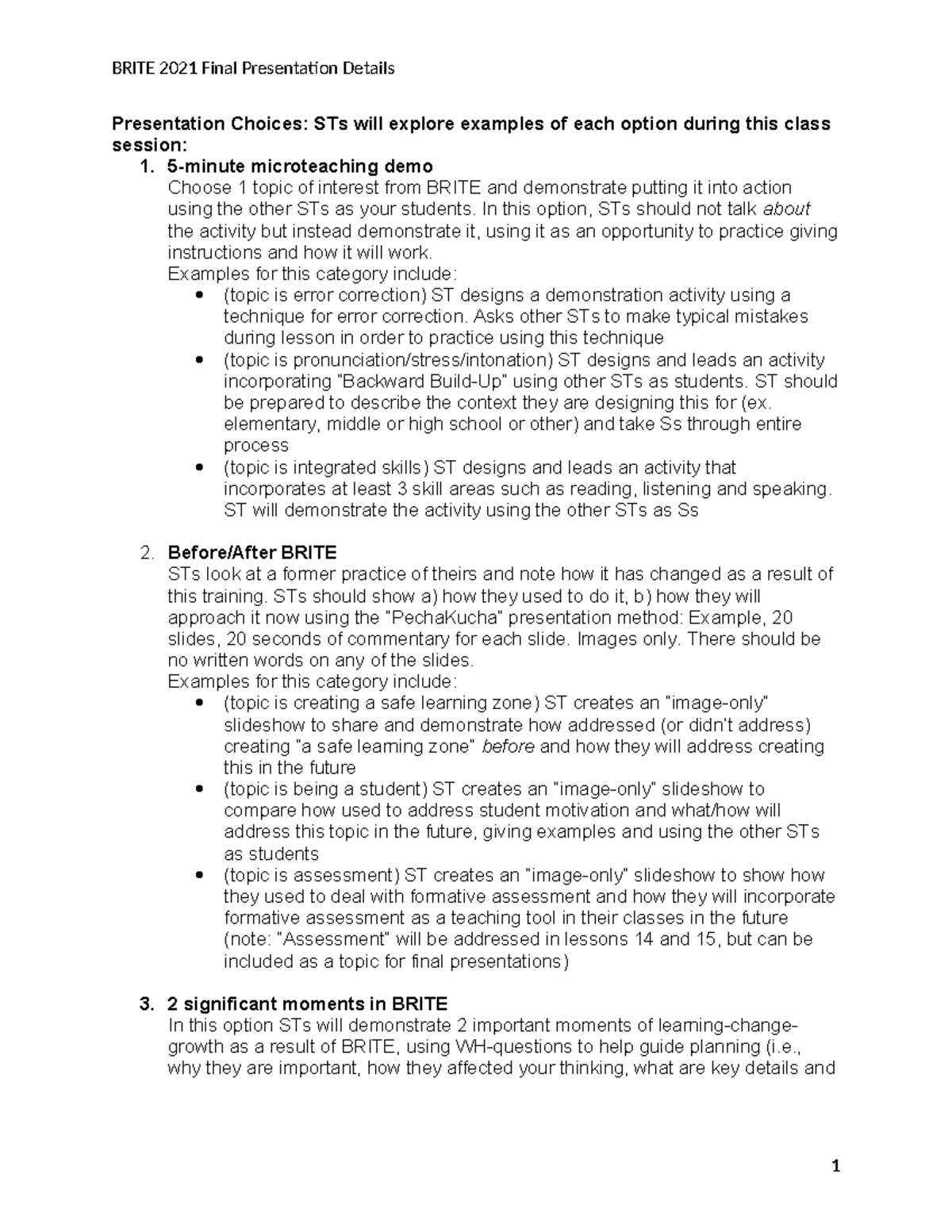 Presentation Choices Handout - BRITE 2021 Final Presentation Details ...