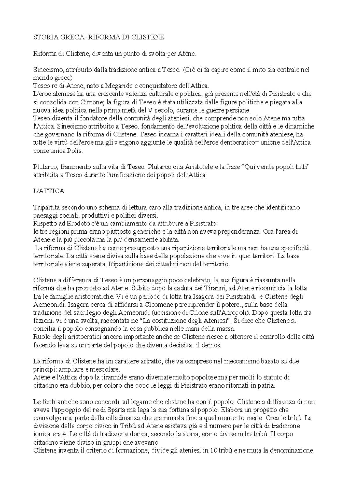 Storia greca - appunti Clistene - STORIA GRECA- RIFORMA DI CLISTENE ...