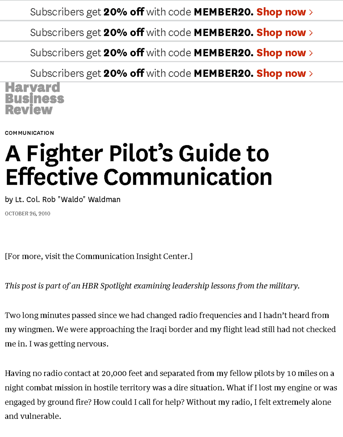 A Fighter Pilot’s Guide to Effective Communication - Subscribers get 20 ...