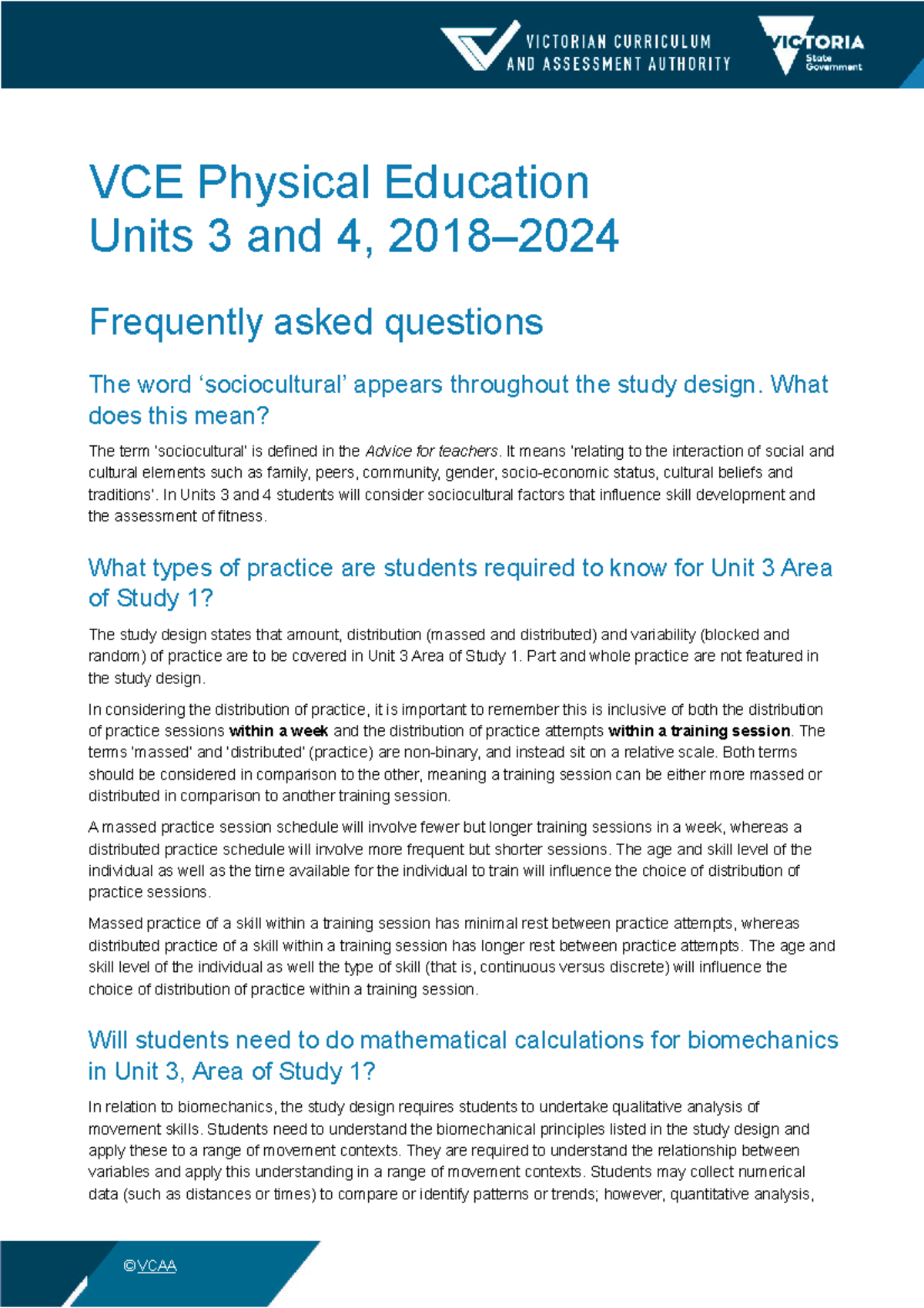 Physical education Units 3and4 FAQs - VCE Physical Education Units 3 ...