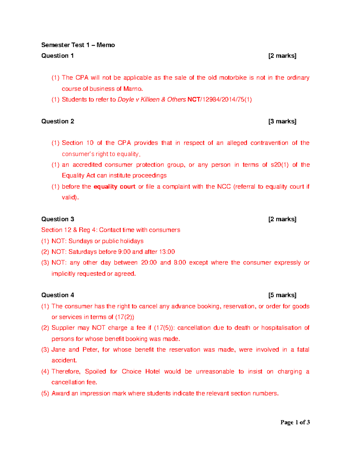 Semester Test 1 memo - Page 1 of 3 Semester Test 1 – Memo Question 1 [2 ...