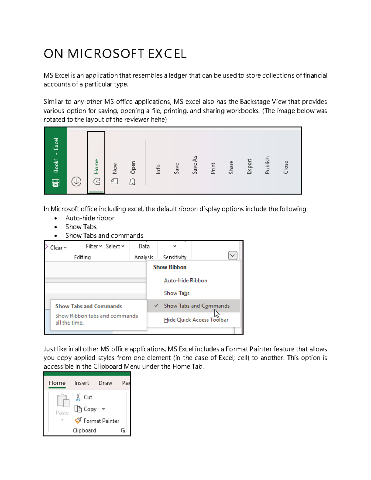 CFA-Midterm-Reviewer - ON MIC ROSOFT EXCEL MS Excel is an application that resembles a ledger ...