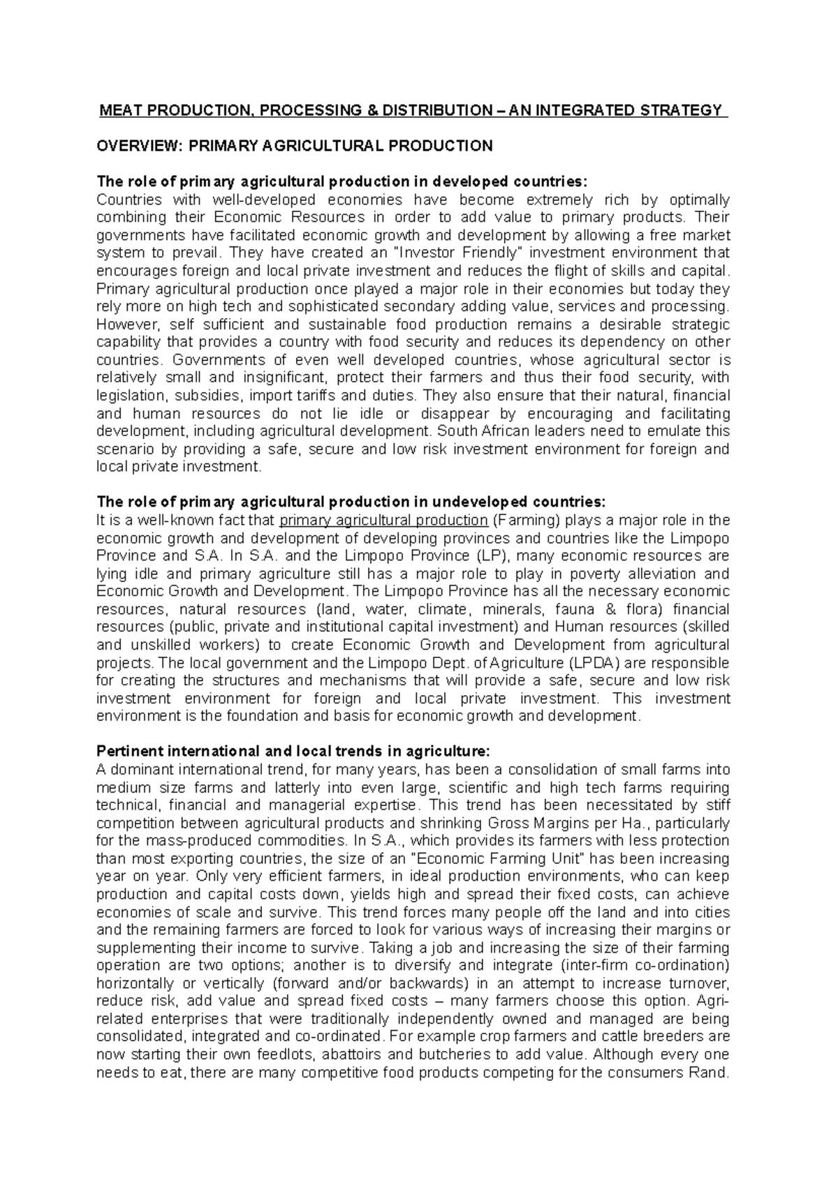 MEAT Production Value Chain Draft 2005 (1) - MEAT PRODUCTION ...