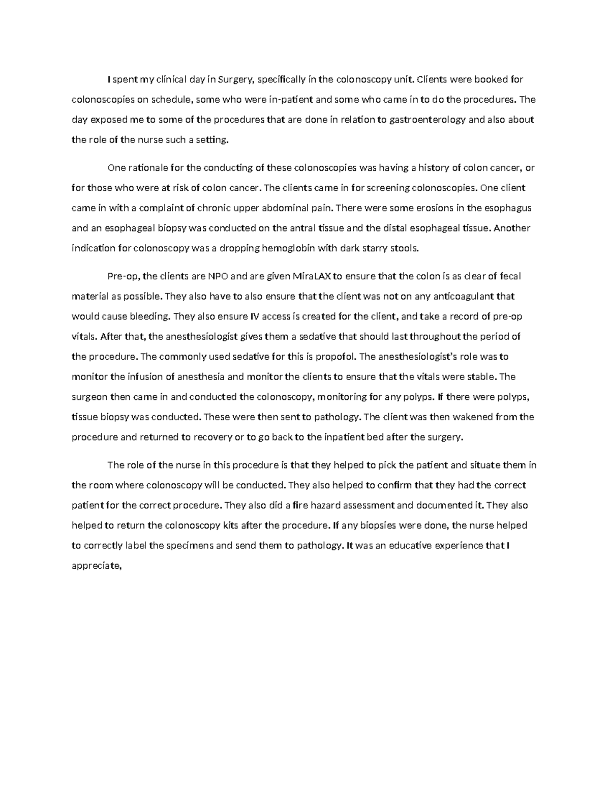 Clinical 5 Reflection - medical surgical nursing - I spent my clinical ...