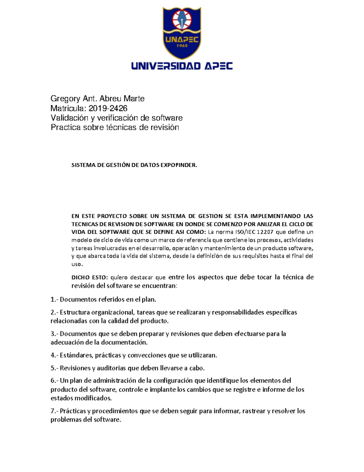 Practica Revision DE Software - Gregory Ant. Abreu Marte Matricula ...
