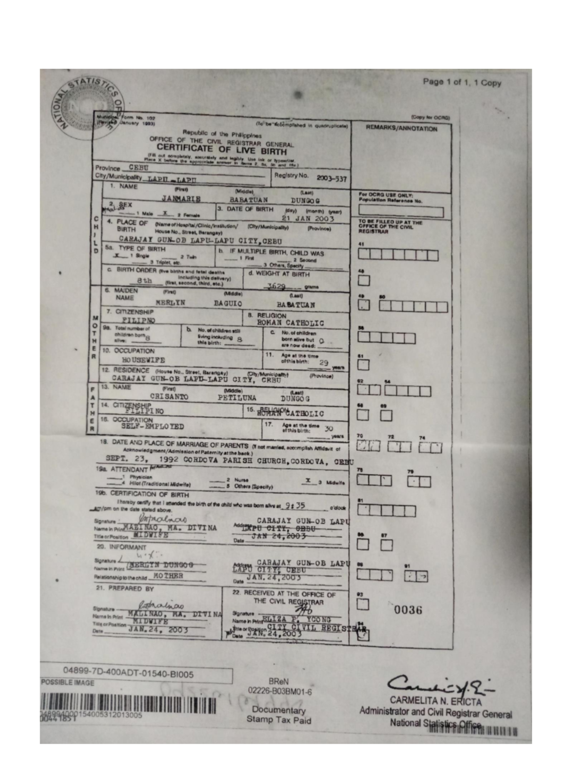 Nso - Study - Page 1 of 1. 1 Copy STATISTICS SECURITY OFF (Copy for ...