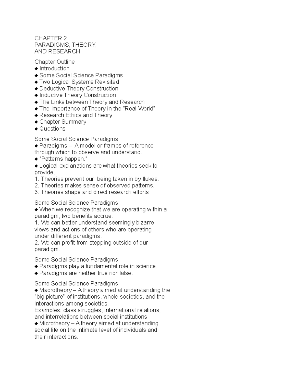 Soical science 2 - paradigms and research theory - CHAPTER 2 PARADIGMS ...