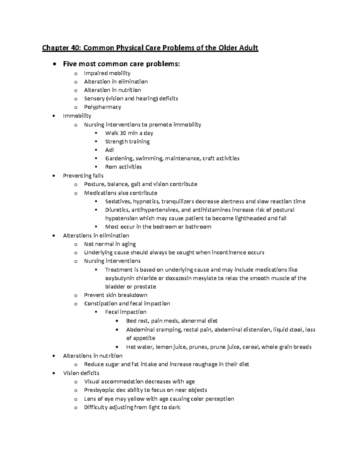 Ch 40 common care problems of older adult - Chapter 40: Common Physical ...