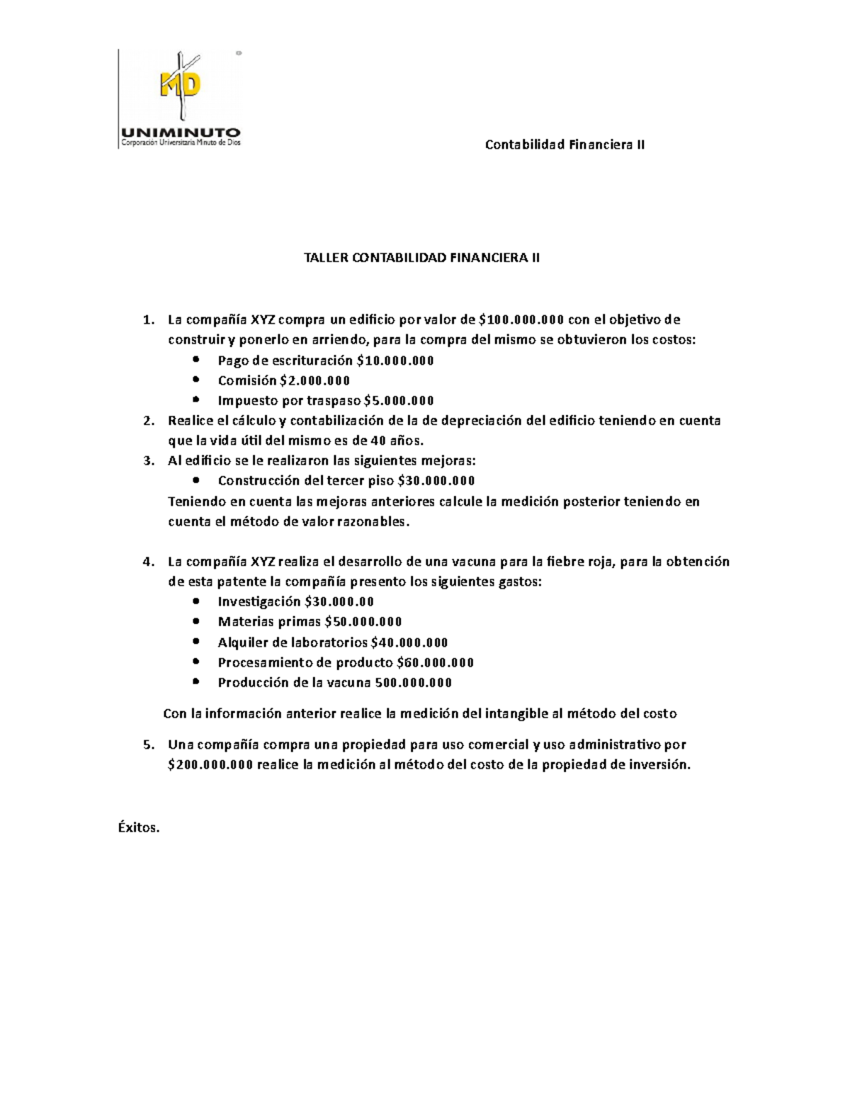 Taller propiedades de inversión y intangibles contabilidad financiera ...