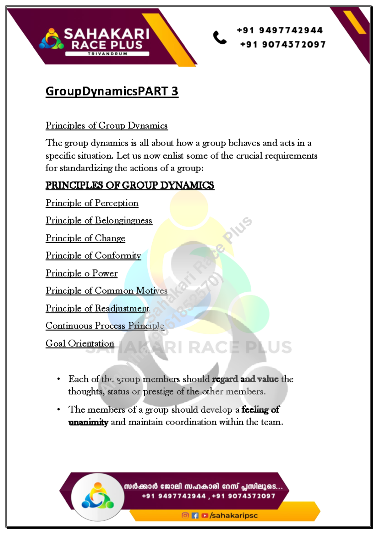 Group dynamics part 3 - GroupDynamicsPART 3 Principles of Group ...