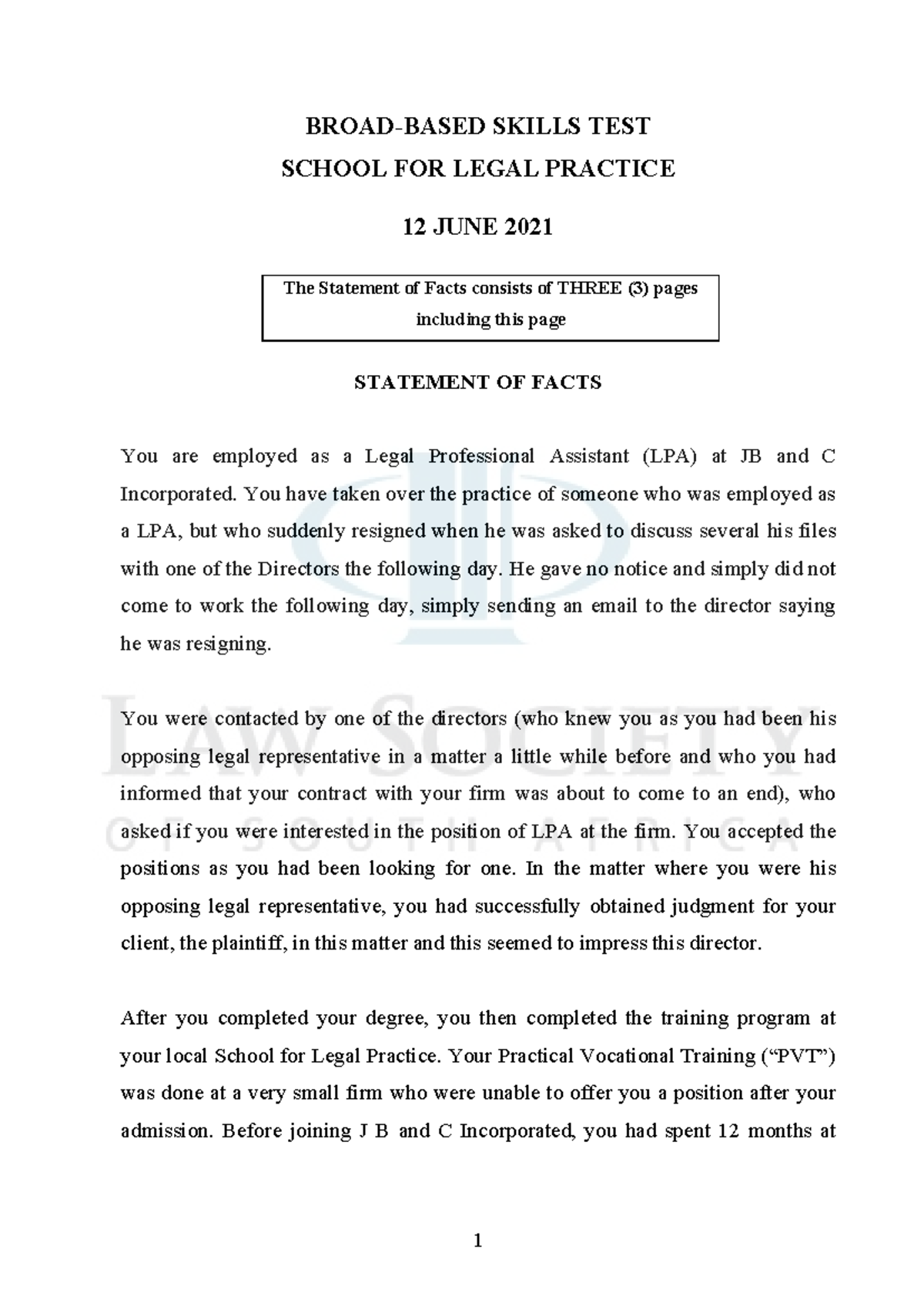 BBST Statement OF Facts 12 JUNE - 1 BROAD-BASED SKILLS TEST SCHOOL FOR ...