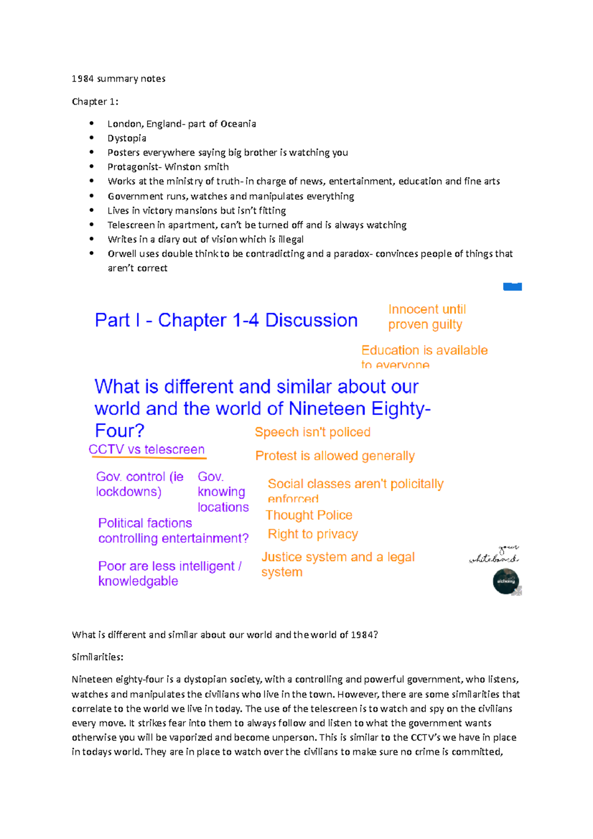 1984 - sorry - 1984 summary notes Chapter 1: London, England- part of ...