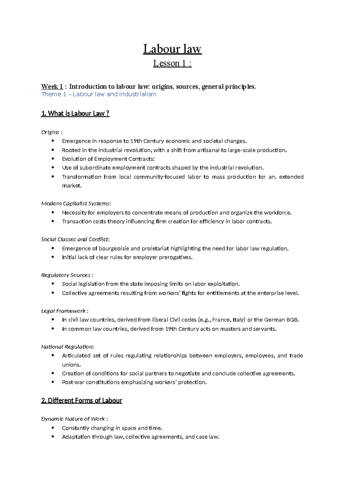 Labour Law study guide - Labour law Lesson 1 : Week 1 : Introduction to ...