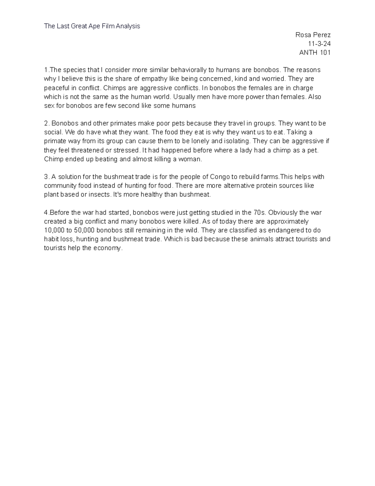 The Last Great Ape Film Anayalis - The Last Great Ape Film Analysis ...