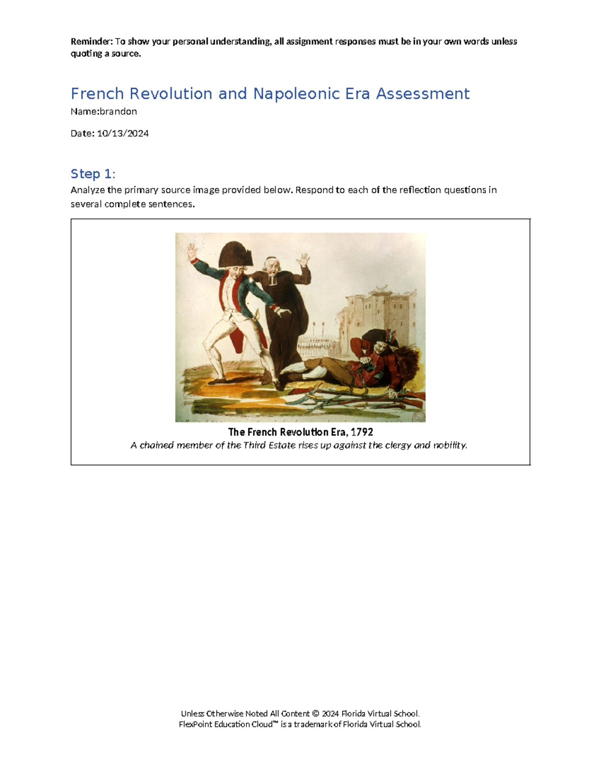 French revolution napoleon wh brandon wesley - Reminder: To show your ...