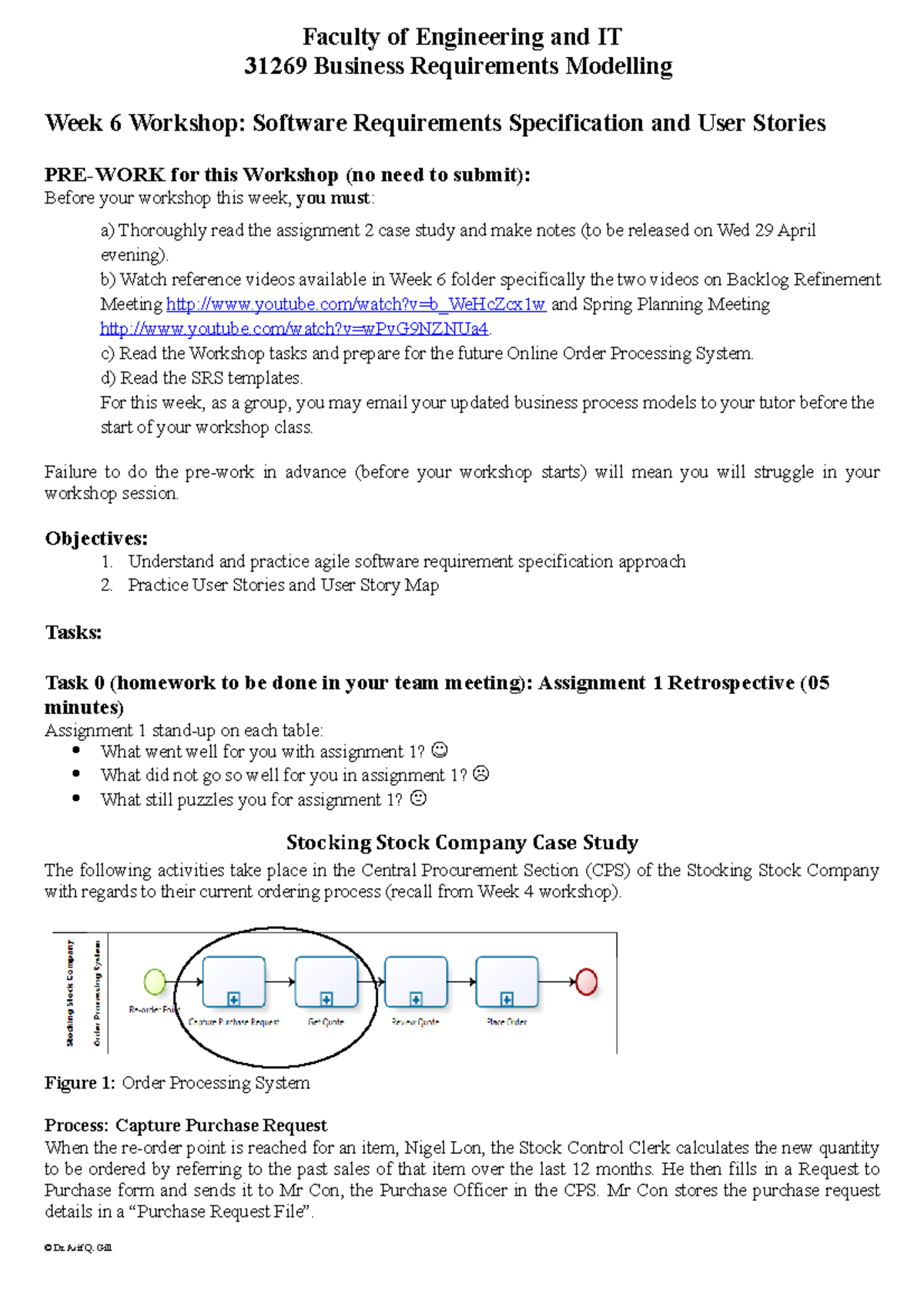Week 6 Workshop - Software Requirements Specification and User Stories ...
