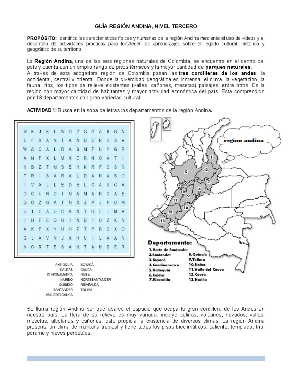 GUÍA Región Andina - GUÍA REGIÓN ANDINA, NIVEL TERCERO PROPÓSITO ...