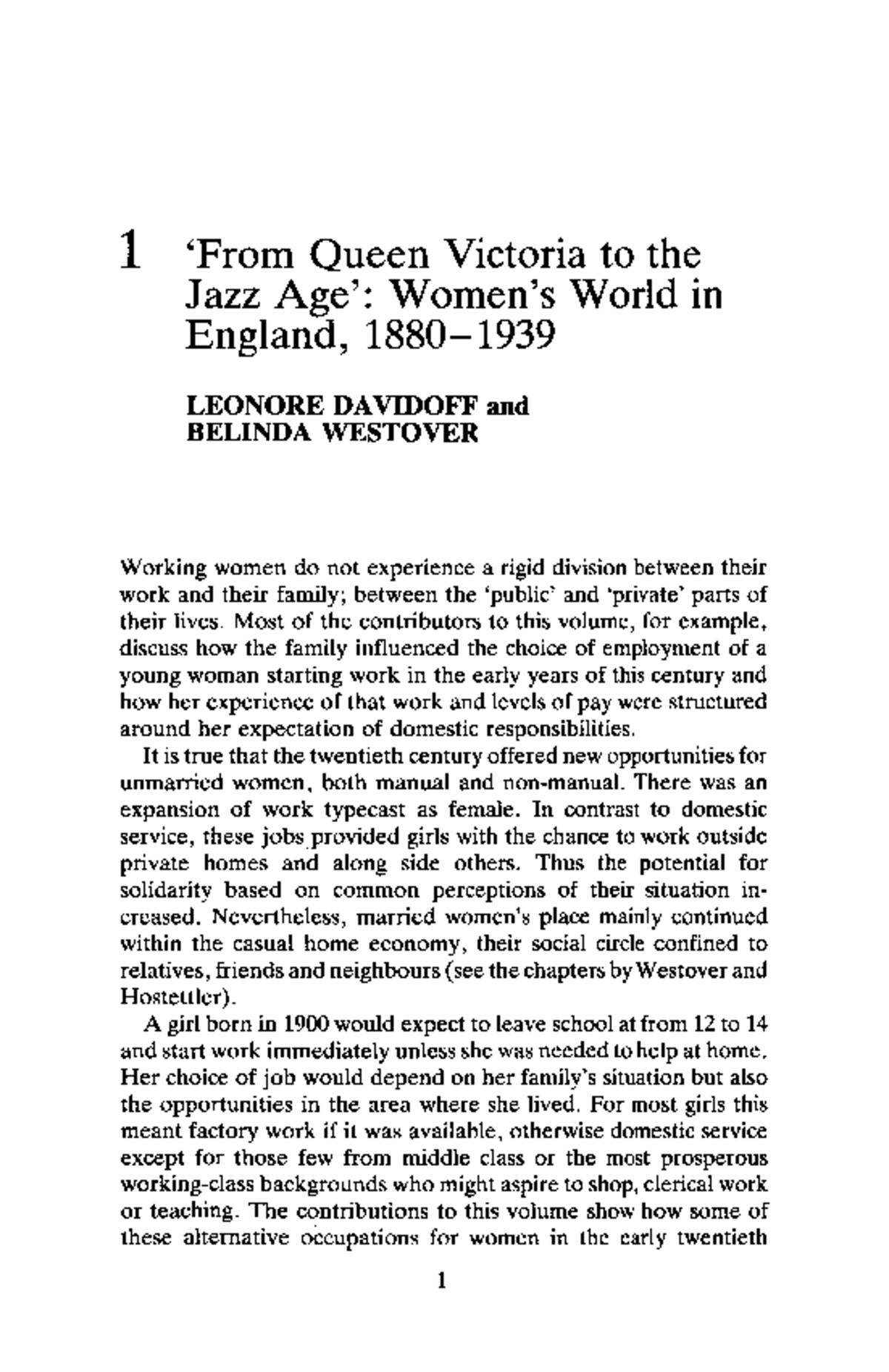 Leonore Davidoff, Belinda Westover - Our Work, Our Lives, Our Words - 1 ...