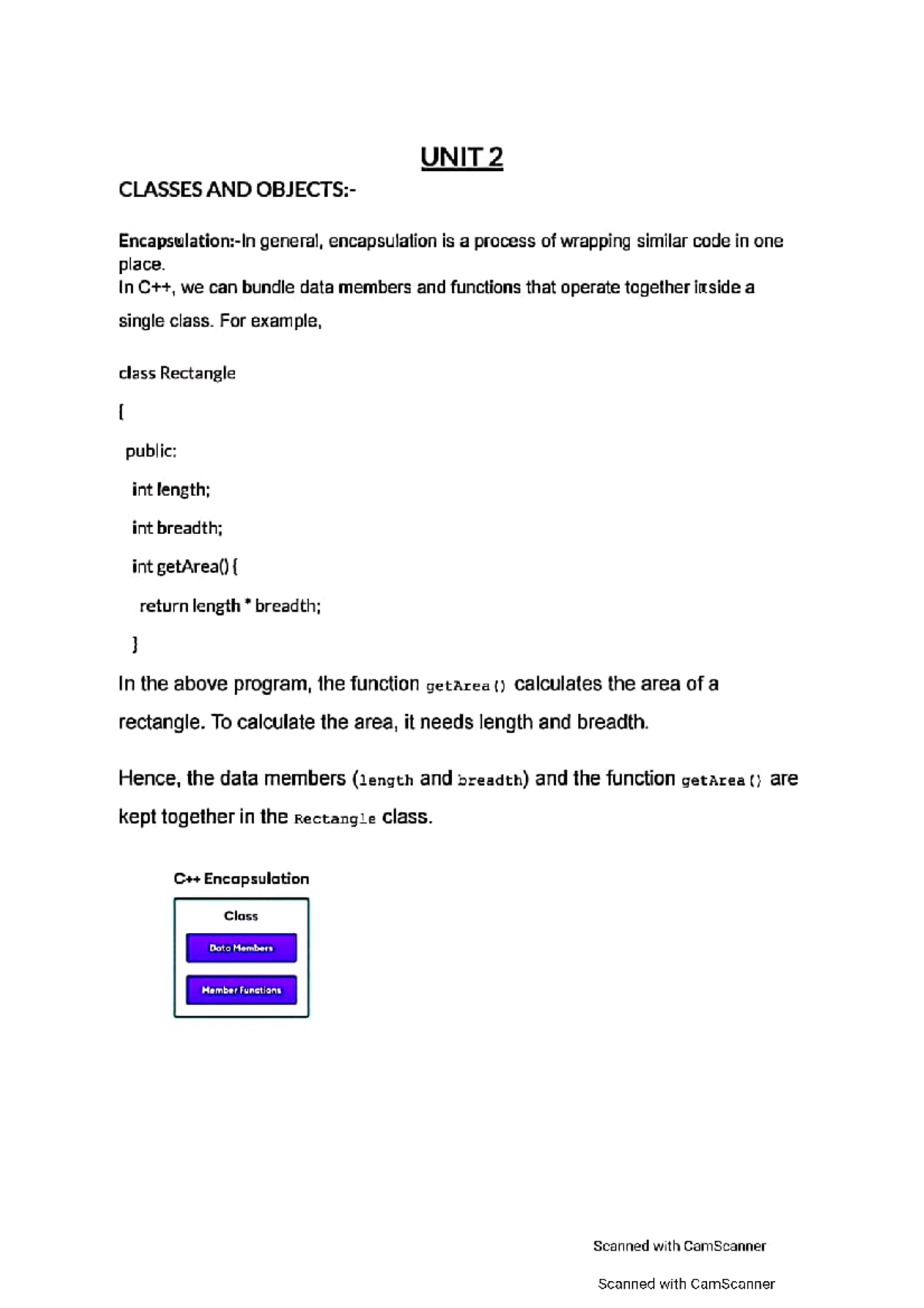 UNIT 2 BCA OOPS - Complete unit 2 BCA OOPS - Cmputer Science And Engineering - DCRUST - Studocu