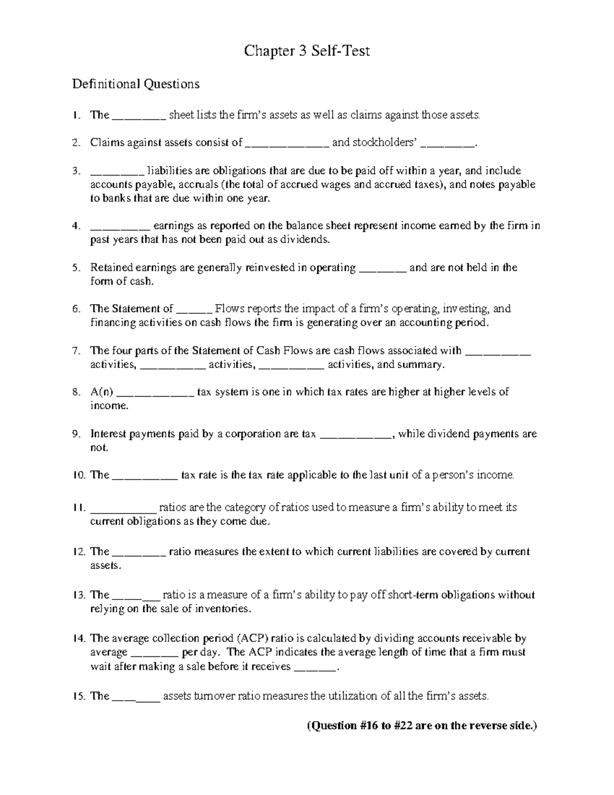Ch 3 Self-Test - John Brown - Chapter 3 Self-Test Definitional ...