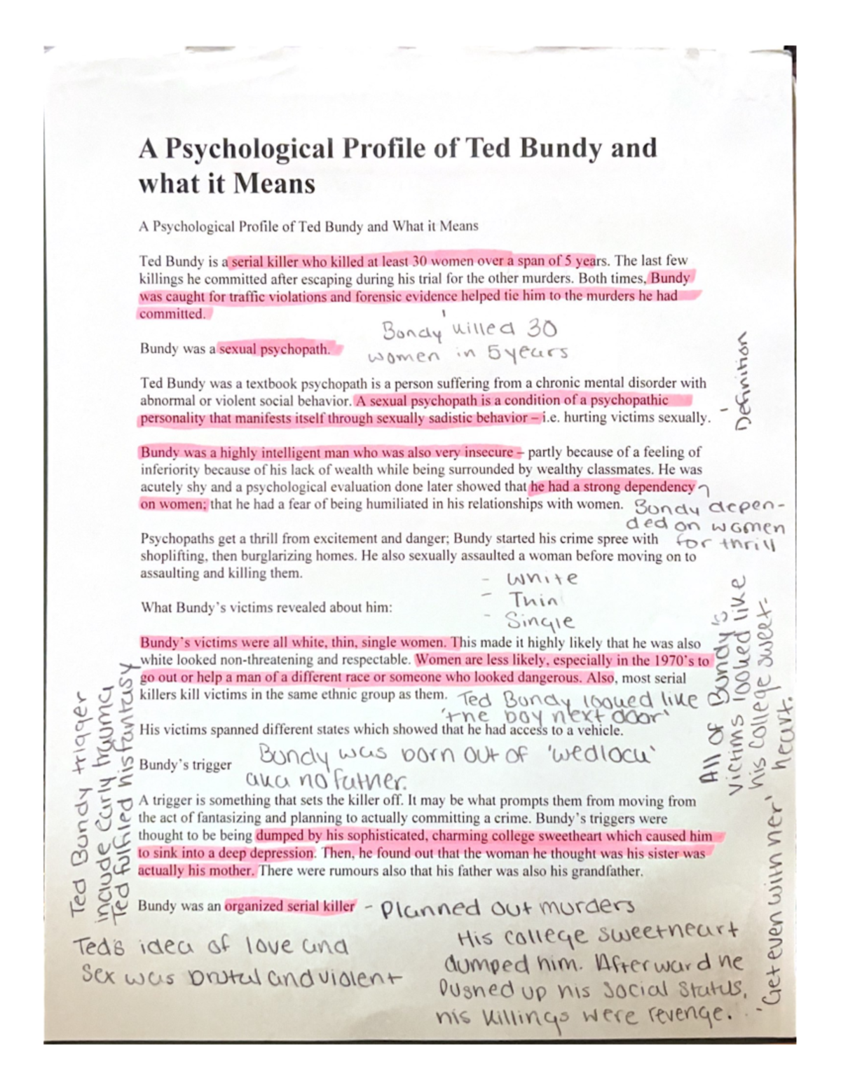 A Psychological Profile of Ted Bundy and What It Means - CJ 1100 - Studocu