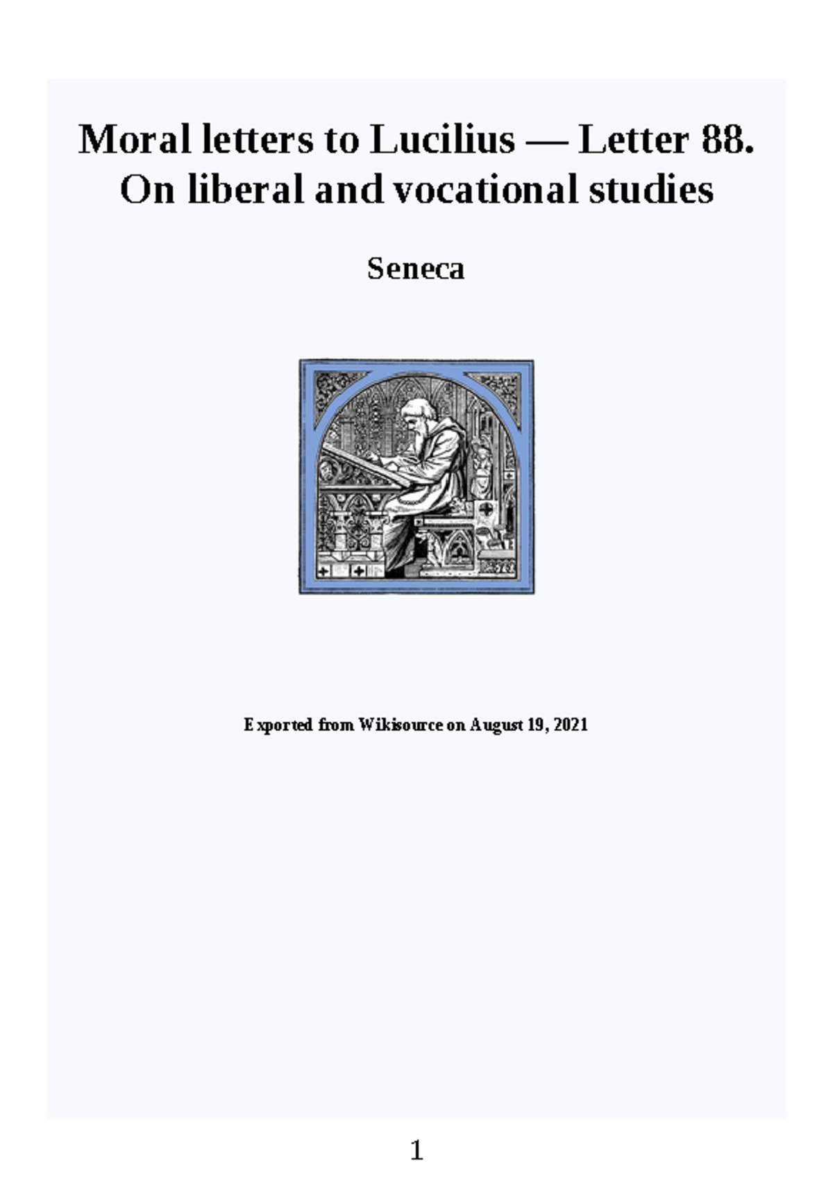 Moral Letters to Lucilius Letter 88 - Moral letters to Lucilius ...