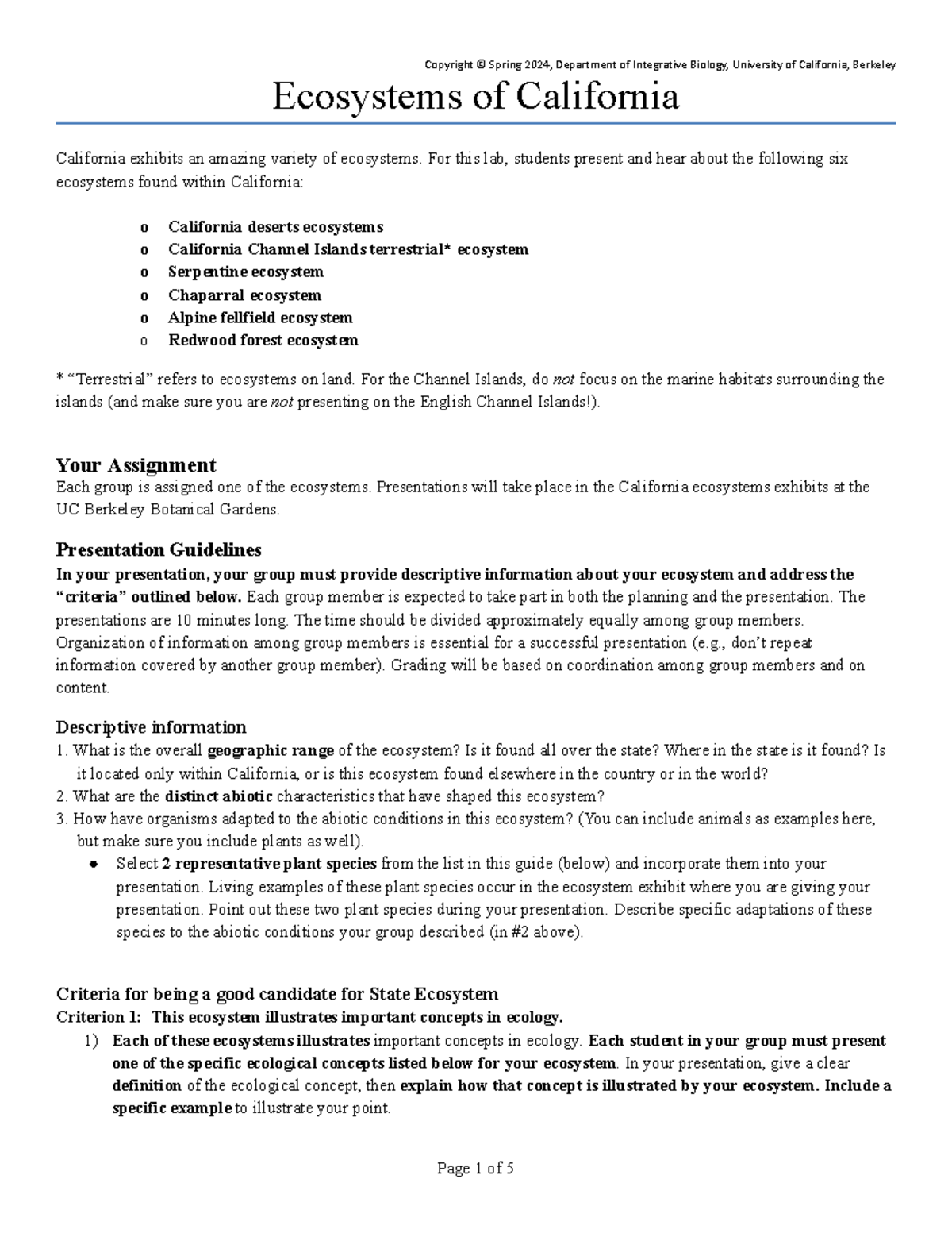 Lab7 Ecosystems Of CA Presentation Guide Sp24-2 - Ecosystems of ...