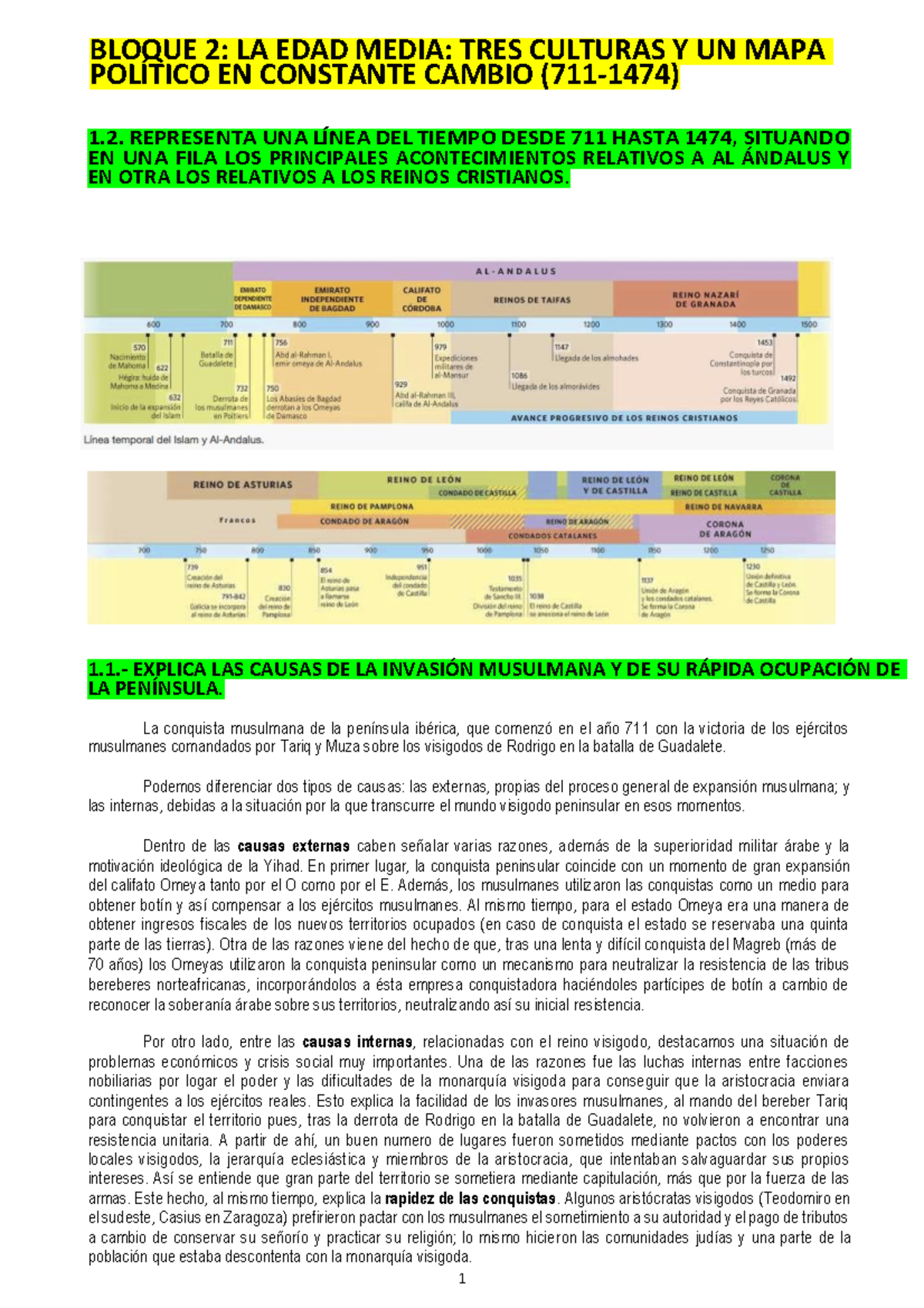 Bloque 2 - BLOQUE 2: LA EDAD MEDIA: TRES CULTURAS Y UN MAPA POLÍTICO EN CONSTANTE CAMBIO (711 ...