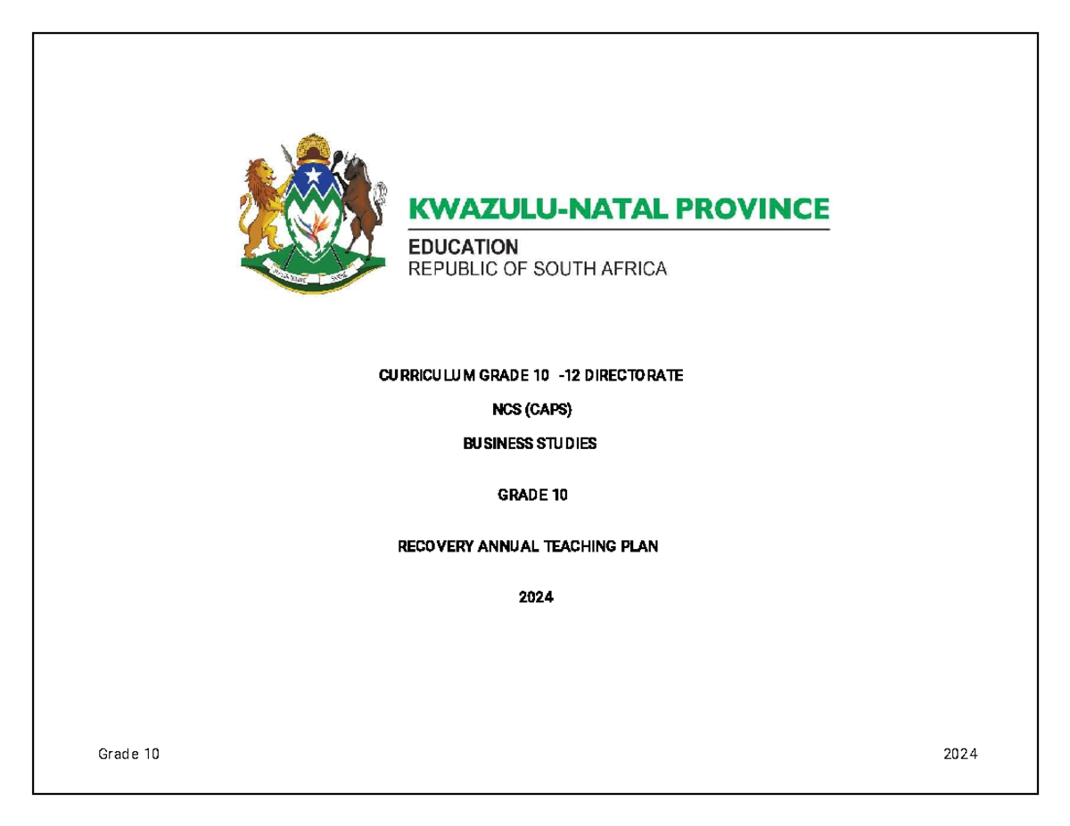 2024 BSTD Grade 10 ATP - Gr 10 ATP 2024 - CURRICULUM GRADE1 0 - 12 ...