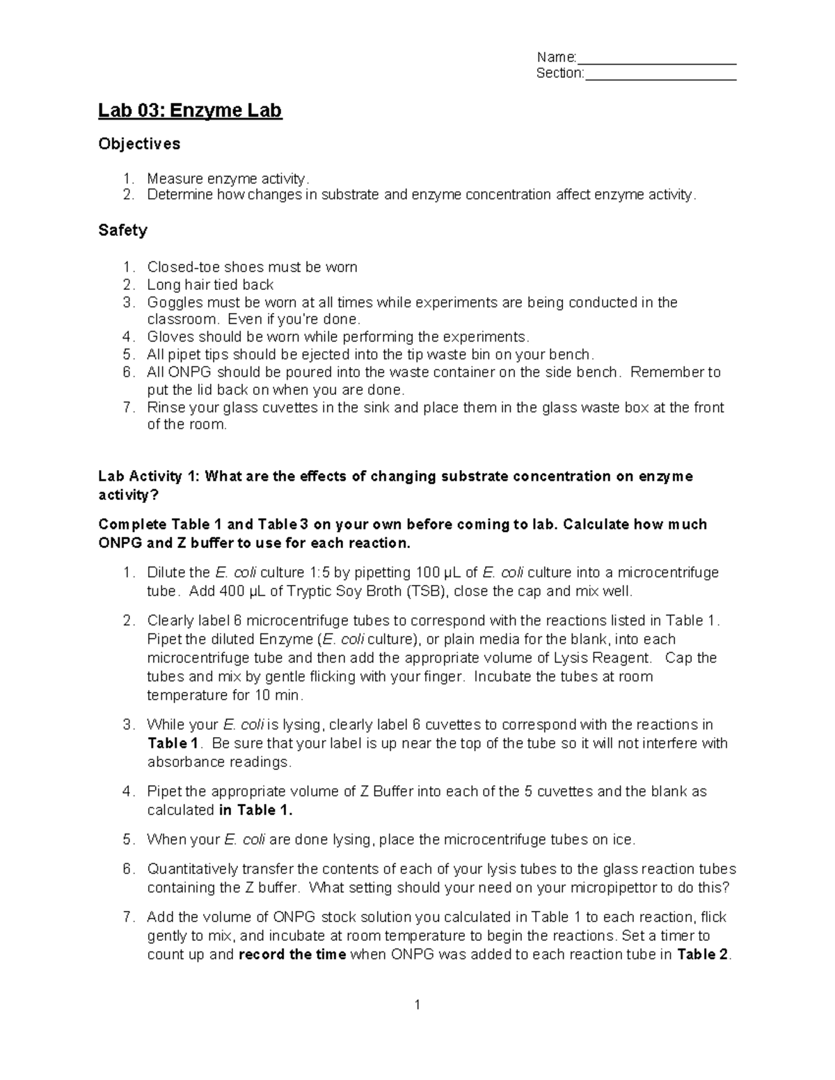 Enzyme Lab Protocoland Datasheet v4-3 - Tagged - Section:____________________ Lab 03: Enzyme Lab ...