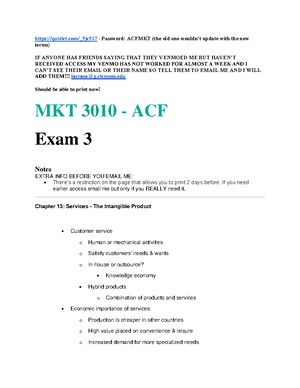 Marketing 301 Exam 1 Study Guide - Margaret Kelly Marketing Exam 1 Study Guide Chapter One ...
